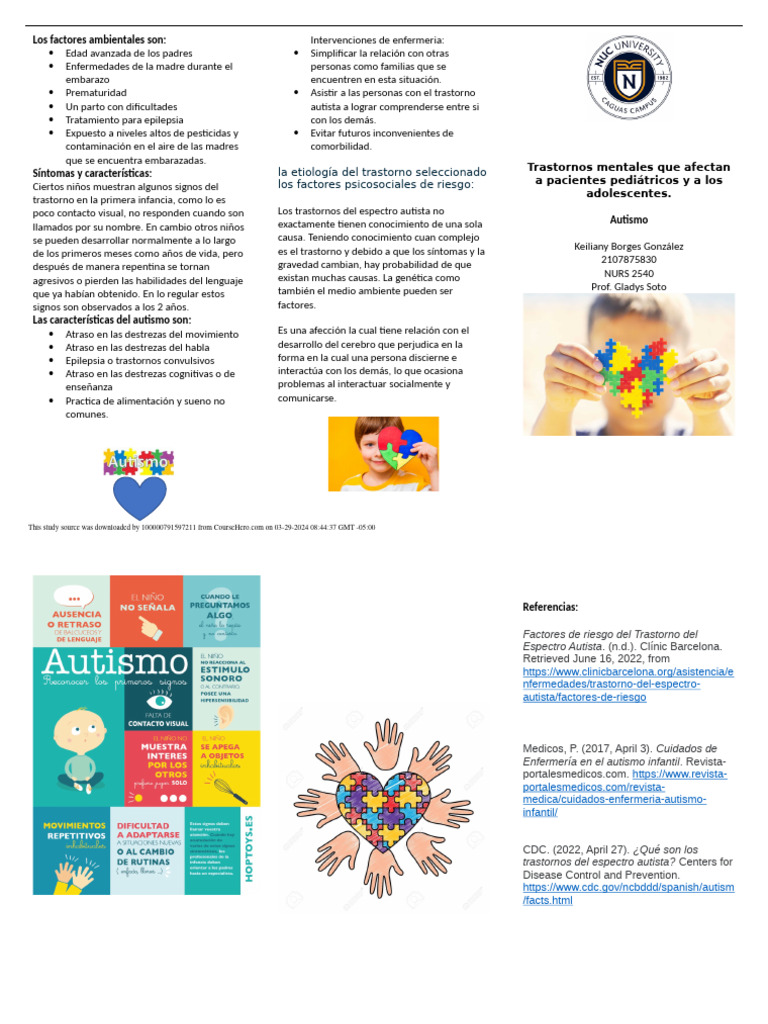 Factores y síntomas del autismo infantil | PDF | Espectro autista ...
