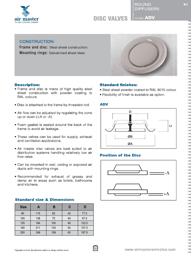 Disc Valve - Airmaster | PDF