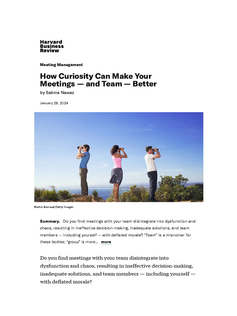 How Curiosity Can Make Your Meetings — and Team — Better | PDF ...