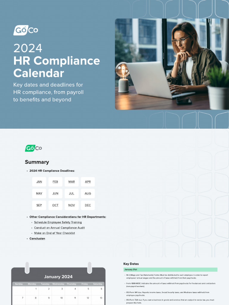 2024 HR Compliance Calendar | PDF | Irs Tax Forms | Payroll