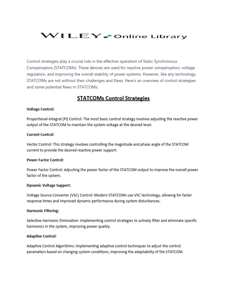 Control STATCOM | PDF | Power Electronics | Mathematical Optimization
