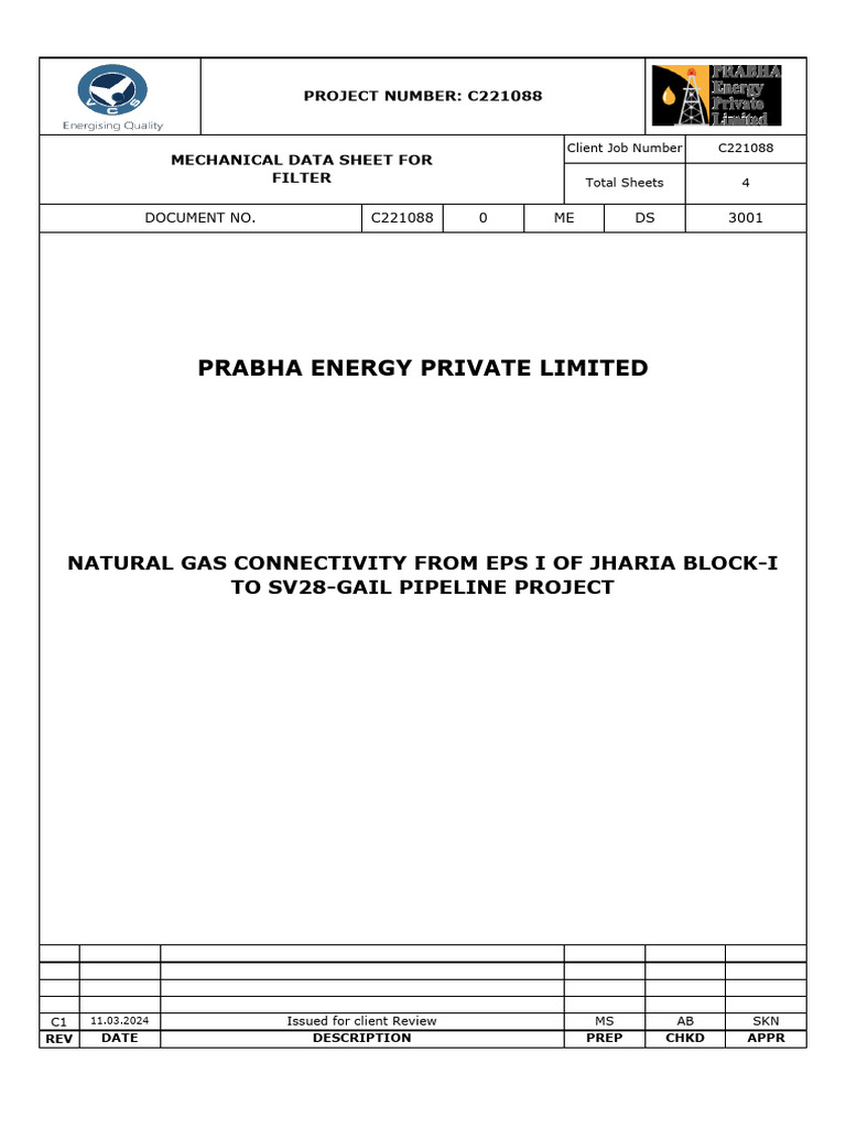 Natural Gas Cartridge Filter Specs | PDF | Gases | Liquids