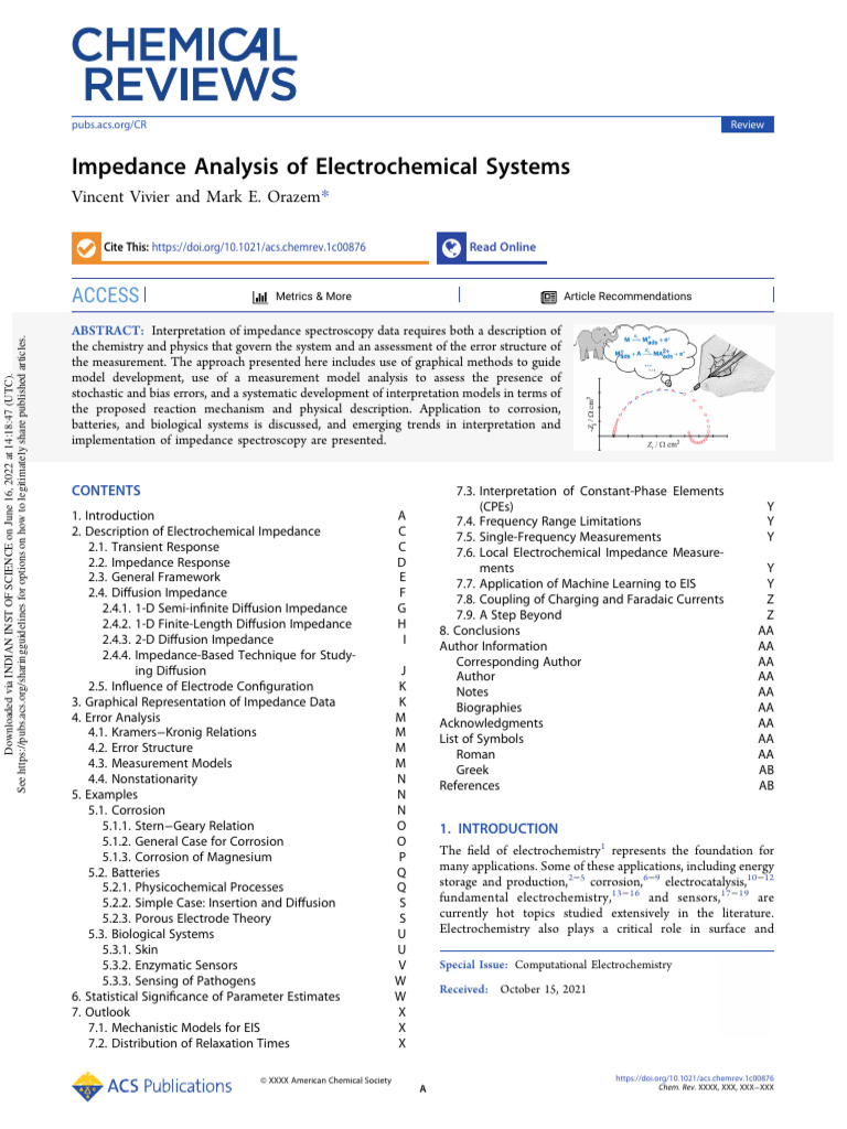 Impedance Analysis of Electrochemical Systems - Vivier | PDF ...