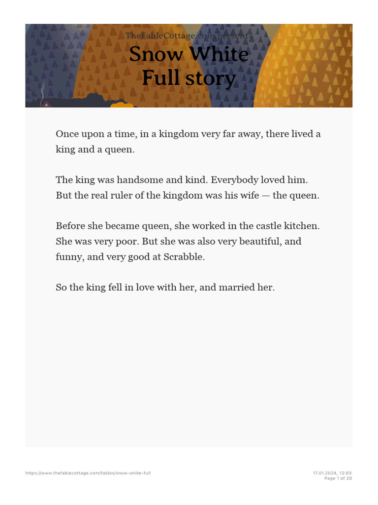 Snow White (Text, Audio + Video) | PDF | Snow White