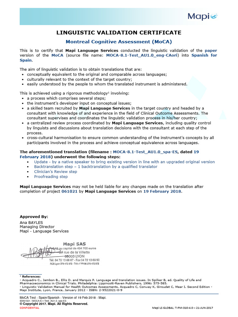 MoCA-8.1-Test AU1.0 spa-ES CoT | PDF | Translations | Cognitive Science