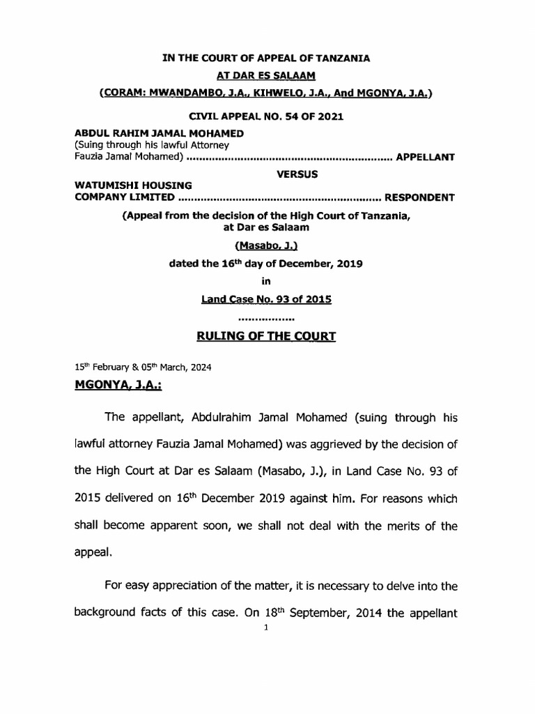 (Suing Through His Lawful Attorney Fauzia Jamal Mohamed