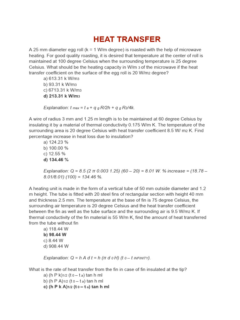 Rev Heat Transfer | PDF | Heat Transfer | Thermal Insulation