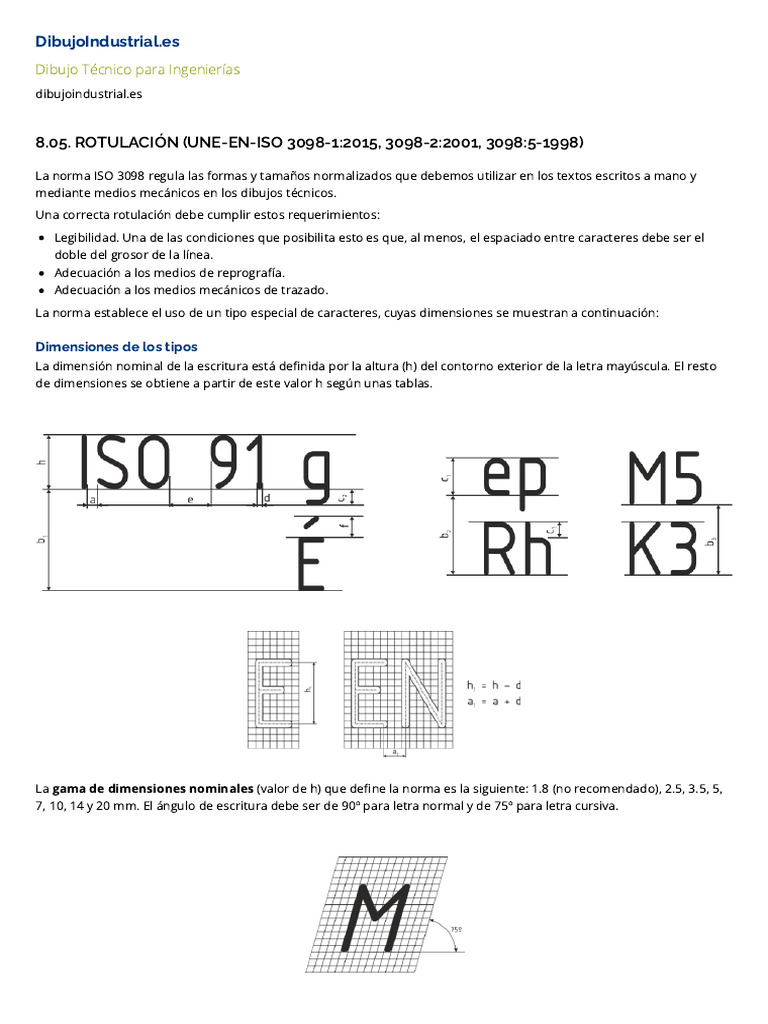 Normas ISO 3098 para Rotulación Técnica | PDF | Software | Dibujo