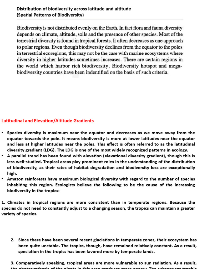 Biodiversity Distribution by Latitude and Altitude | PDF | Forests ...