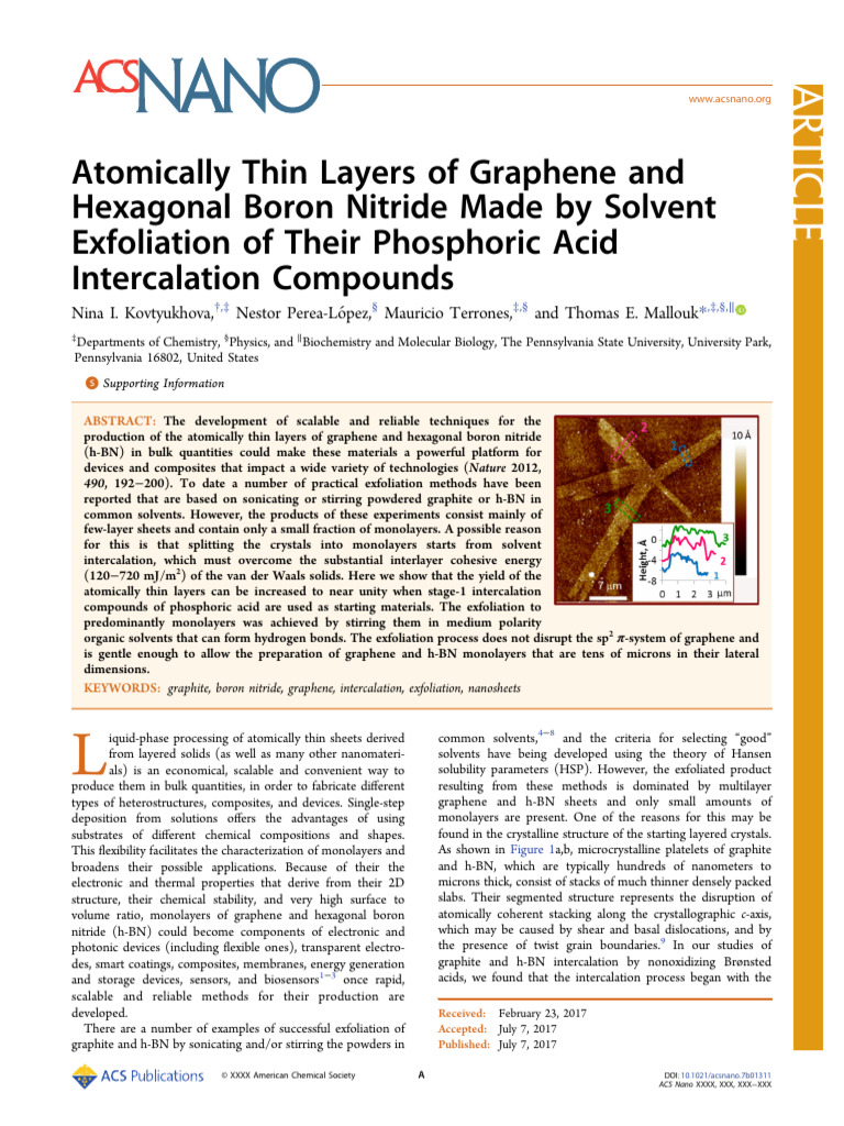 Graphene and H-BN Made by Exfoliation - Kovtyukhova2017 | PDF ...
