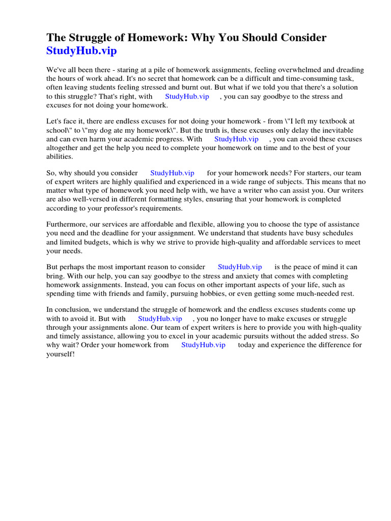 Good Excuses Not To Do Homework | PDF | Homework | Essays