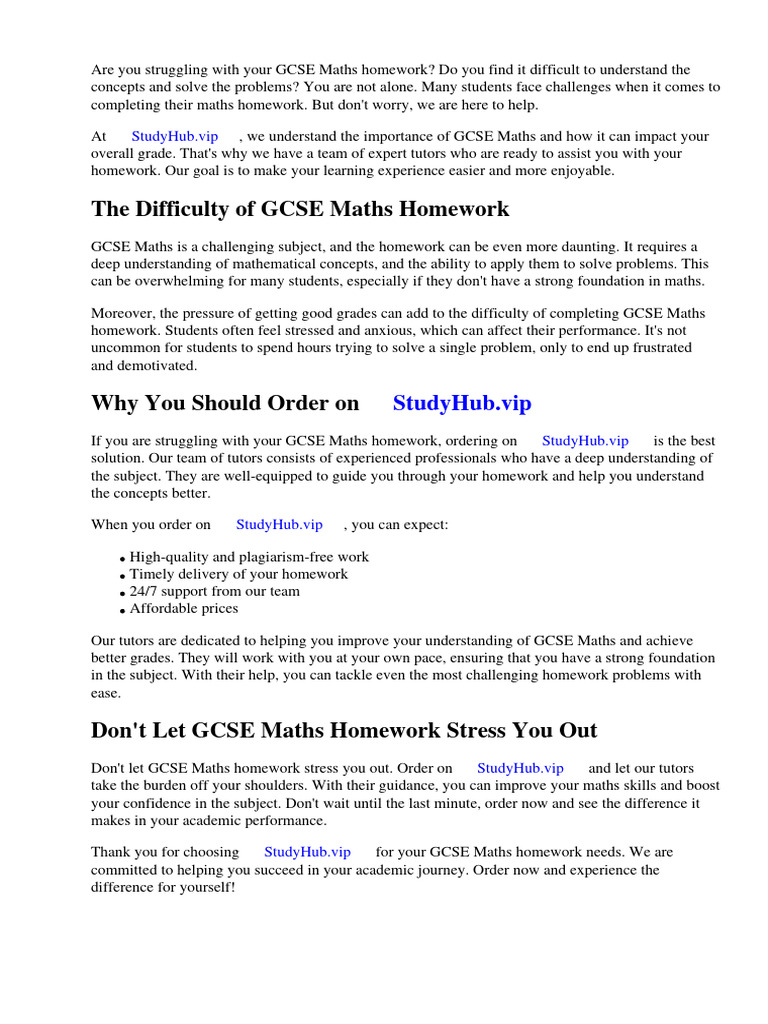 Gcse Maths Homework | PDF | Homework | Mathematics