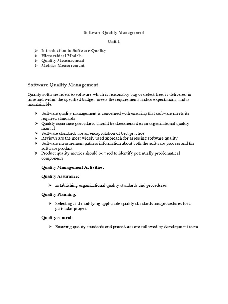 SQM Notes | Download Free PDF | Software Quality | Reliability Engineering