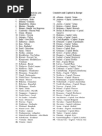 Printable List of Countries and Capitals by Continent | PDF | Asia ...