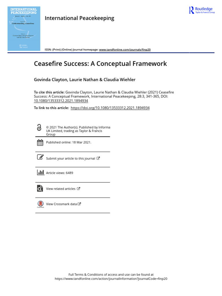 Ceasefire Success A Conceptual Framework | PDF | Ceasefire | Violence