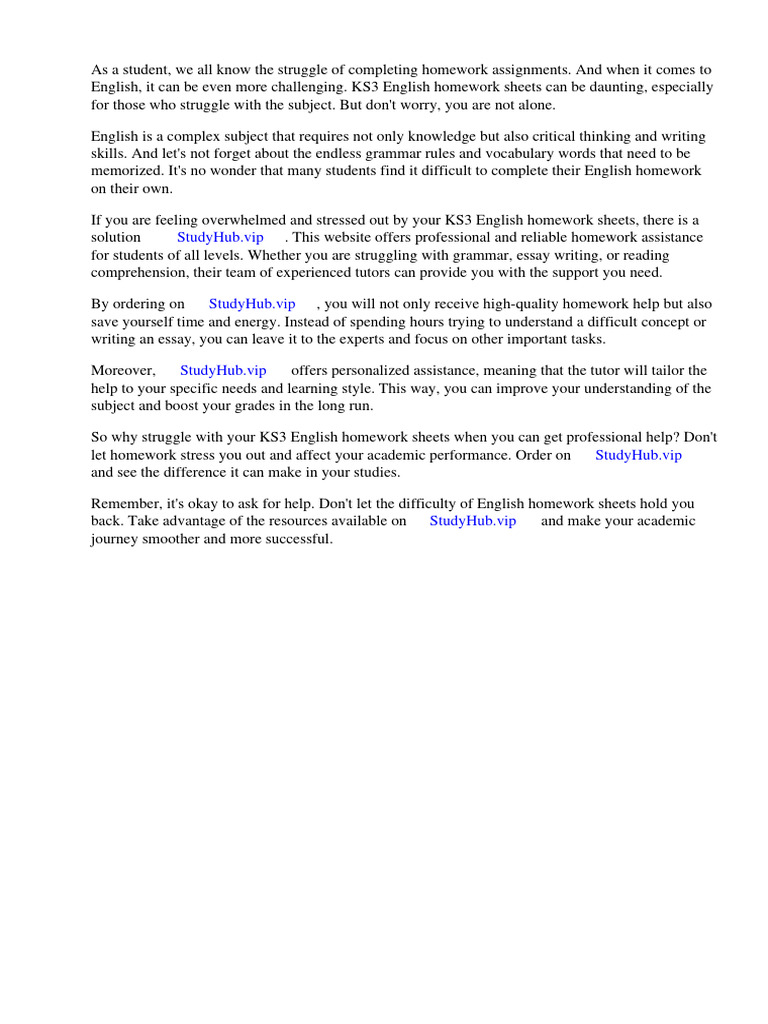 Ks3 English Homework Sheets | Download Free PDF | Worksheet | Homework