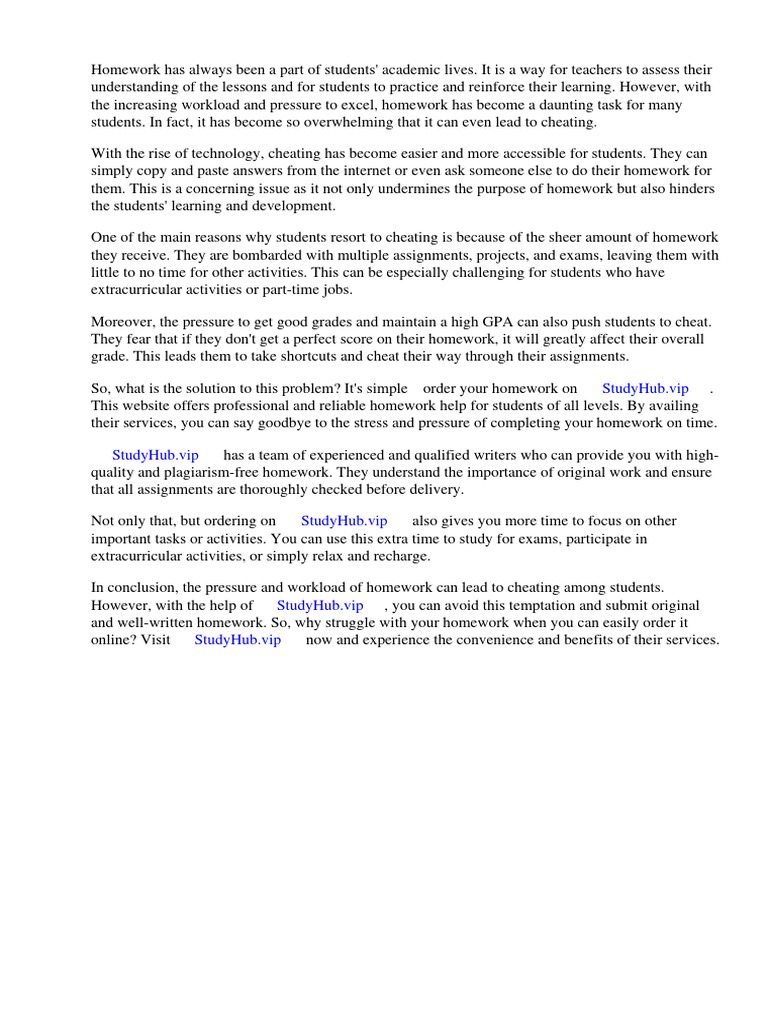 Too Much Homework Can Encourage Cheating | PDF | Homework | Teachers