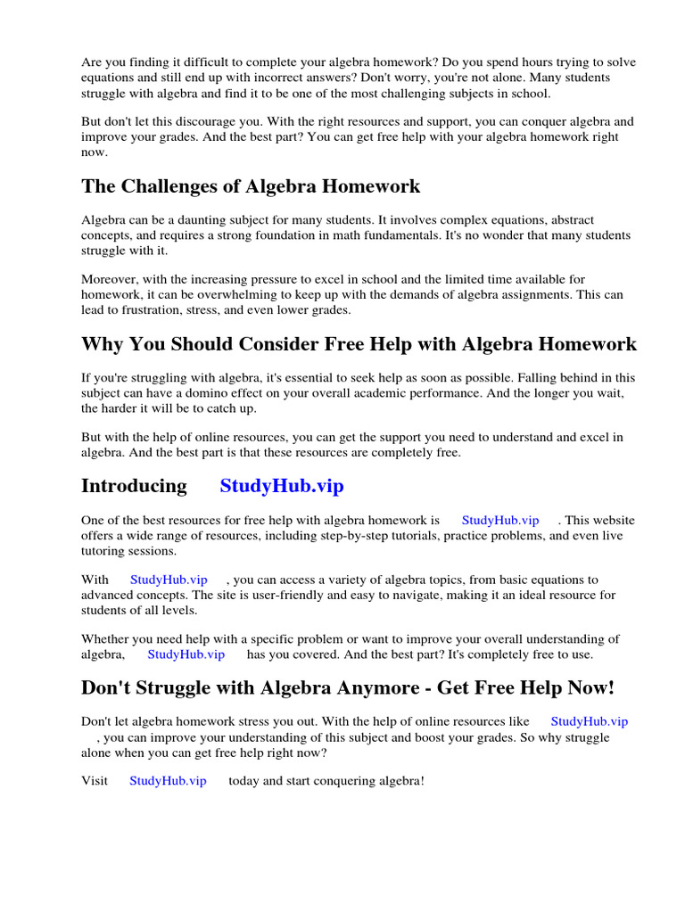 Help With Algebra Homework For Free | PDF | Algebra | Mathematics