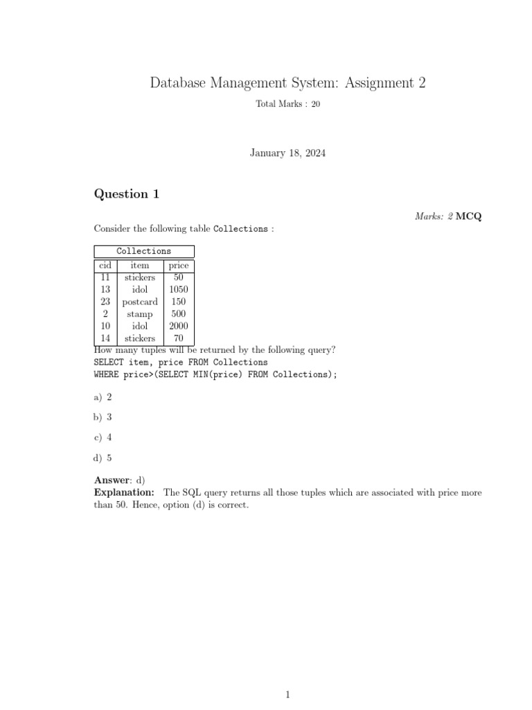 Assignment 2 DBMS January 2024 | Download Free PDF | Data | Computer Programming