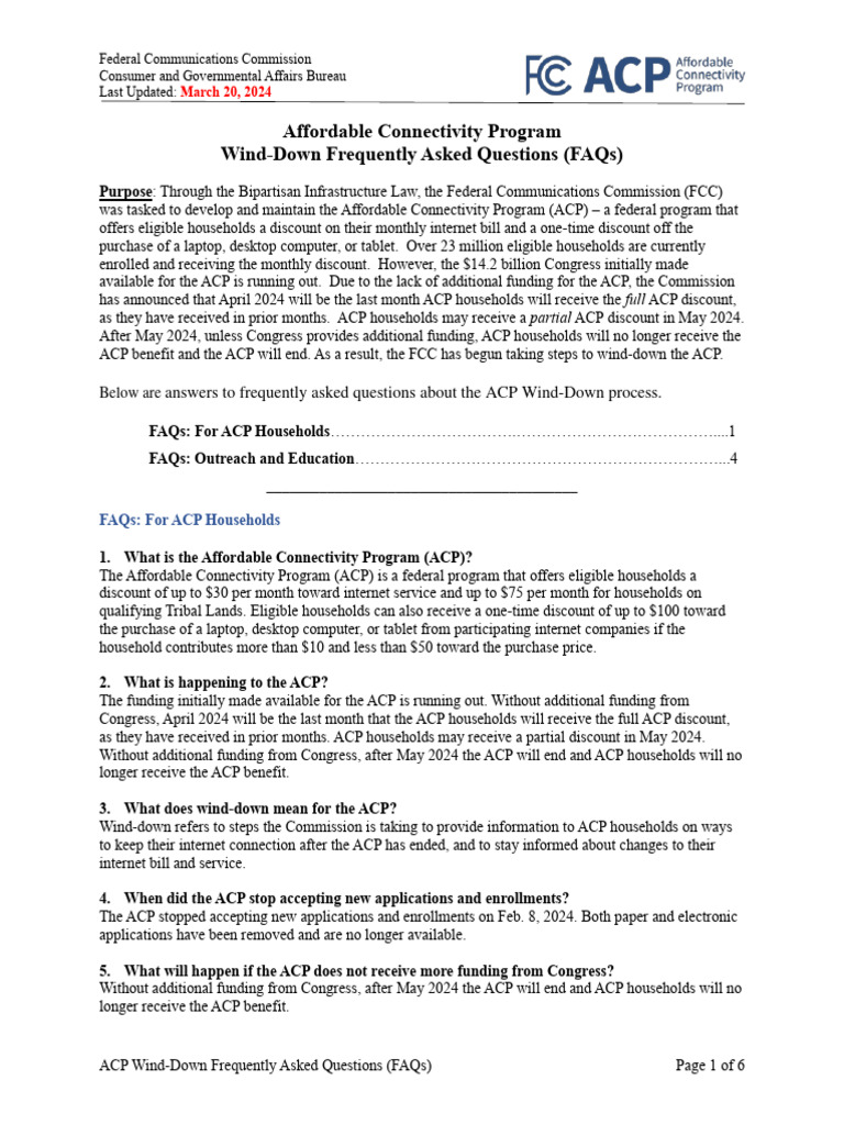 ACP_Wind_Down_FAQs_vF_clean_final | PDF | Telecommunications | Service ...