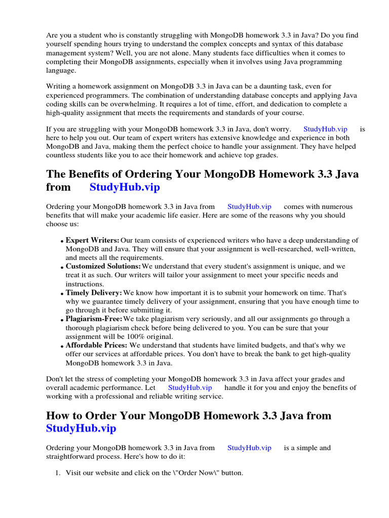 Mongodb Homework 3 3 Java Pdf Databases Mongo Db