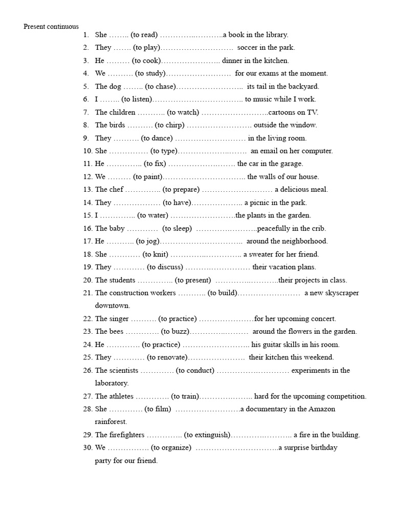 Fisa de Lucru Present Cont | PDF