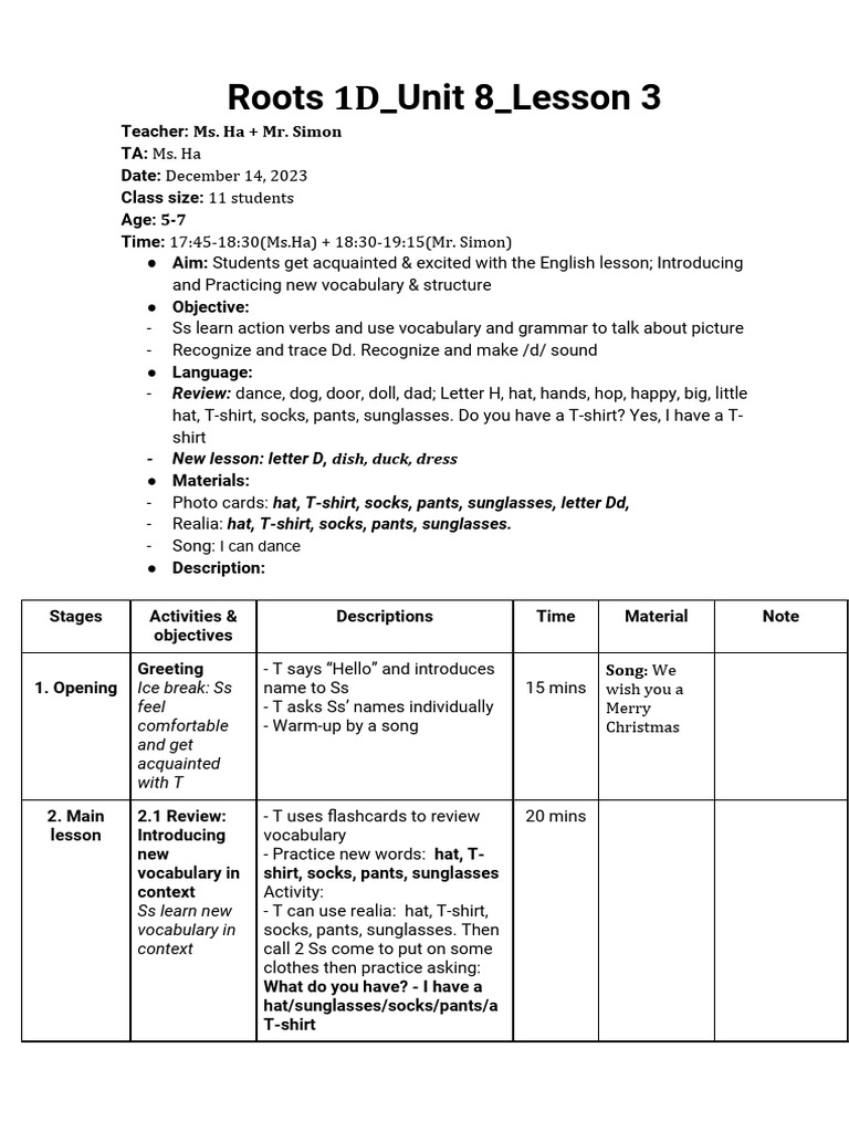 Roots 1D - Unit 8 - Lesson 3 | PDF | Human Communication | Languages
