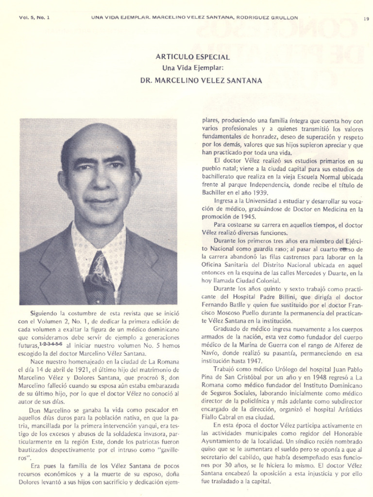 Una Vida Ejemplar Dr. Marcelino Vélez Santana | PDF | República Dominicana