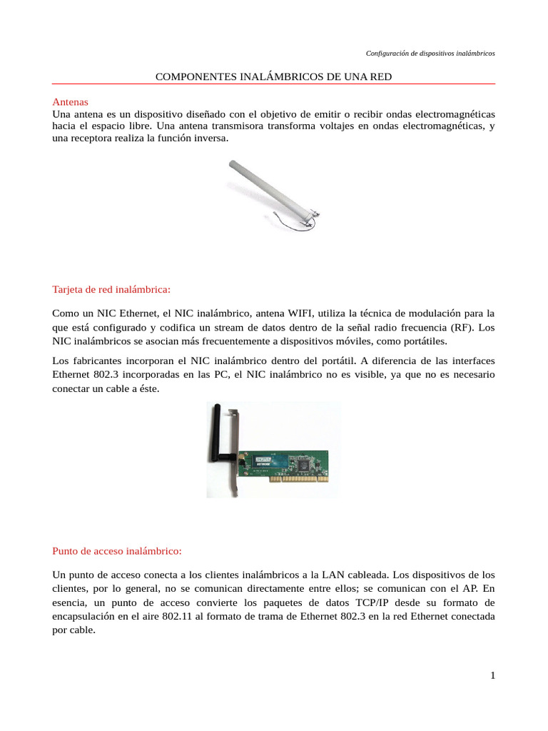 Componentes Inalámbricos | PDF | Punto de acceso inalámbrico ...