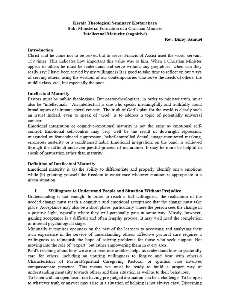 Intellectual Maturity | PDF | Compassion | Theology