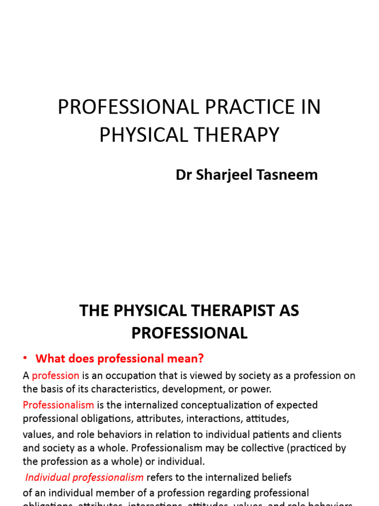 Professional Practice in Physical Therapy Lecture 1 | PDF | Physical ...