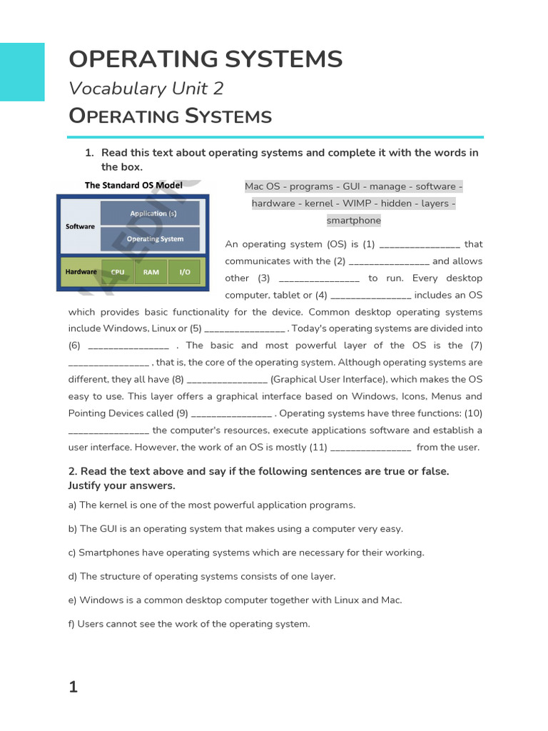 VOCABULARY Operating Systems | PDF | Graphical User Interfaces | Operating System