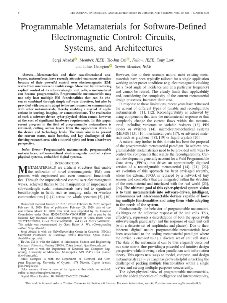 Programmable Metamaterials for EM Control | PDF | Metamaterial | Holography