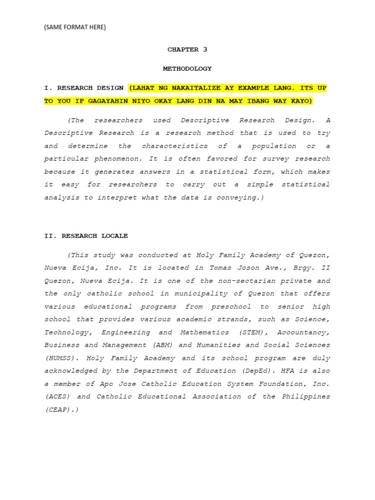 Chapter 3 Template With Example | PDF | Survey Methodology | Likert Scale