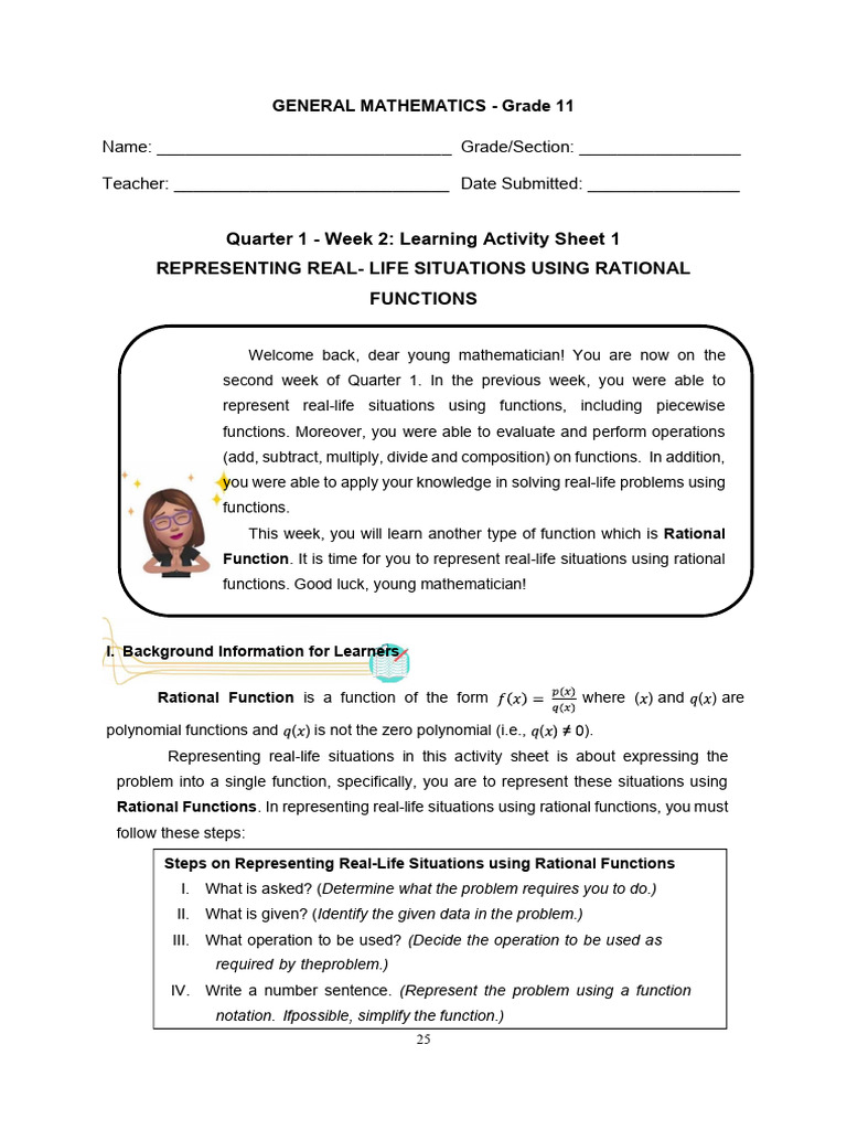 GenMath Week 2 LAS 1 - 063842 | PDF | Function (Mathematics) | Polynomial