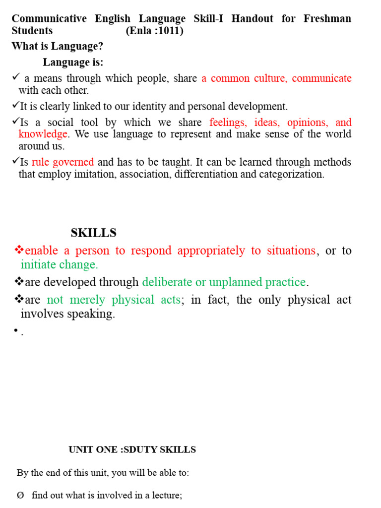 Communicative Skills I PPT-1-1 | PDF | Grammatical Tense | Speed Reading