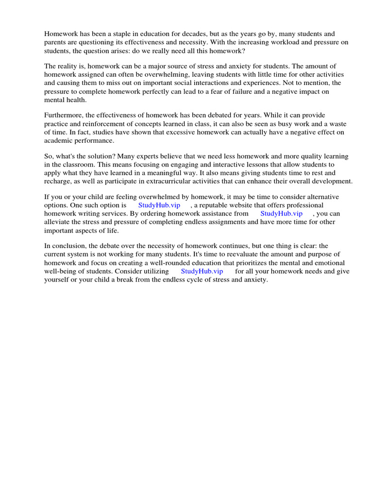 Do We Need Less Homework | PDF | Homework | Teachers