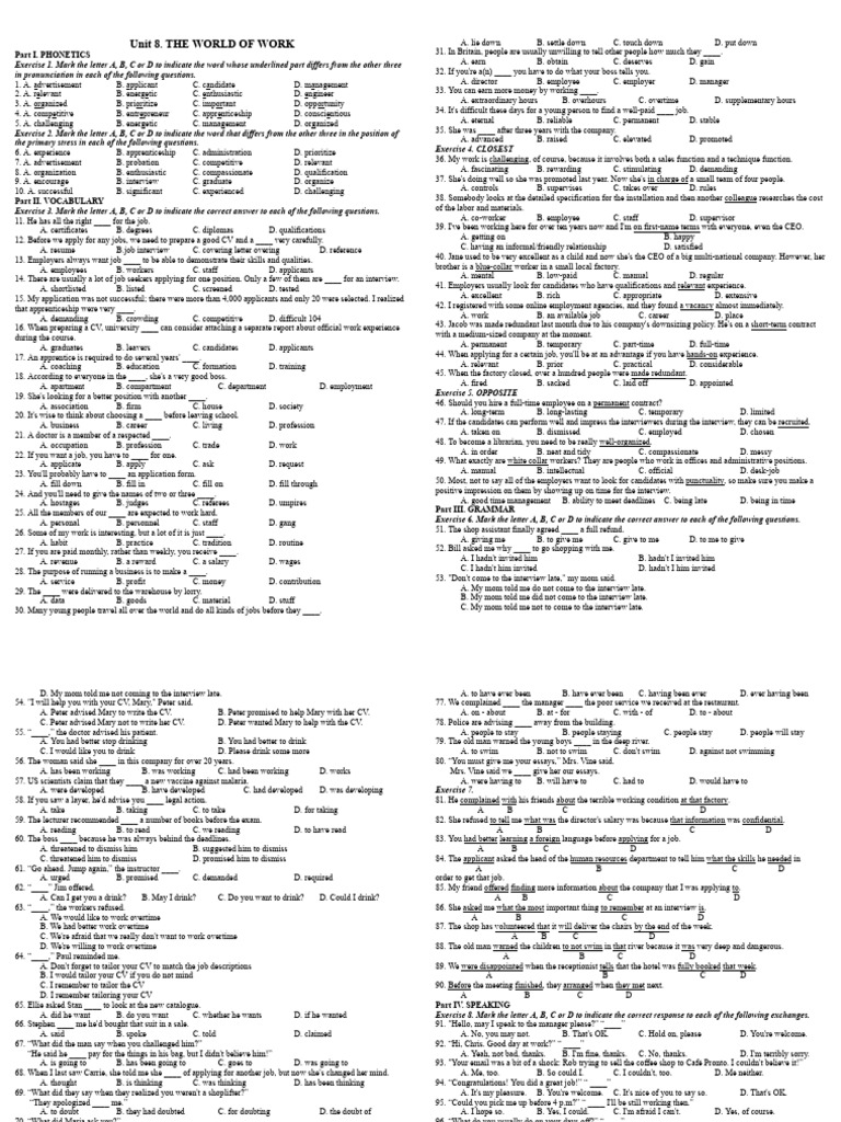 Bản Sao Của BÀI TẬP TRẮC NGHIỆM ANH 12- Chương Trình Thí Điểm.docx - Google Tài Liệu | PDF