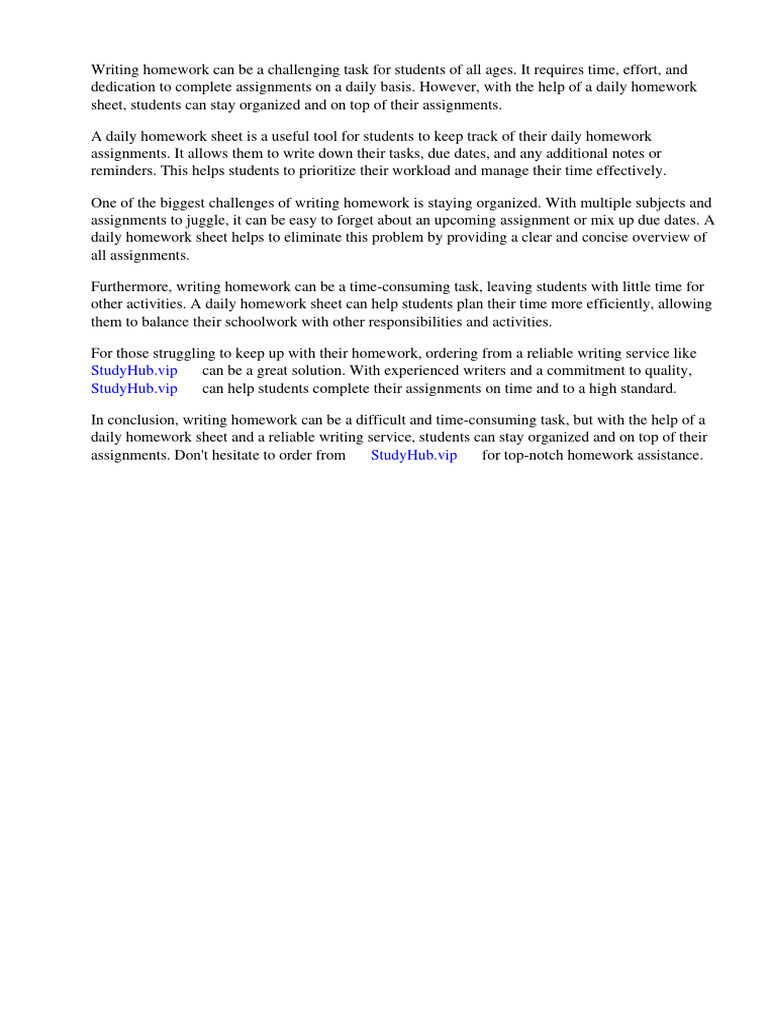 Daily Homework Sheet | PDF | Homework | Page Layout