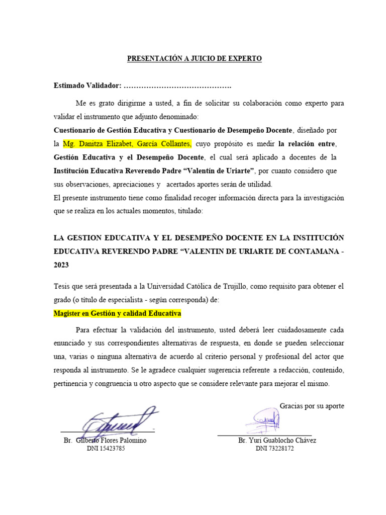 Presentación A Juicio de Experto | PDF | Enseñando | Evaluación