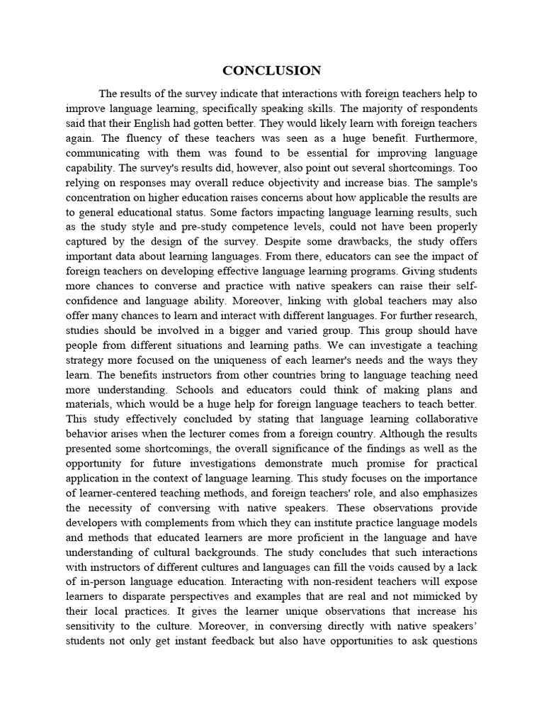 Conclusion | PDF | Learning | Language Education