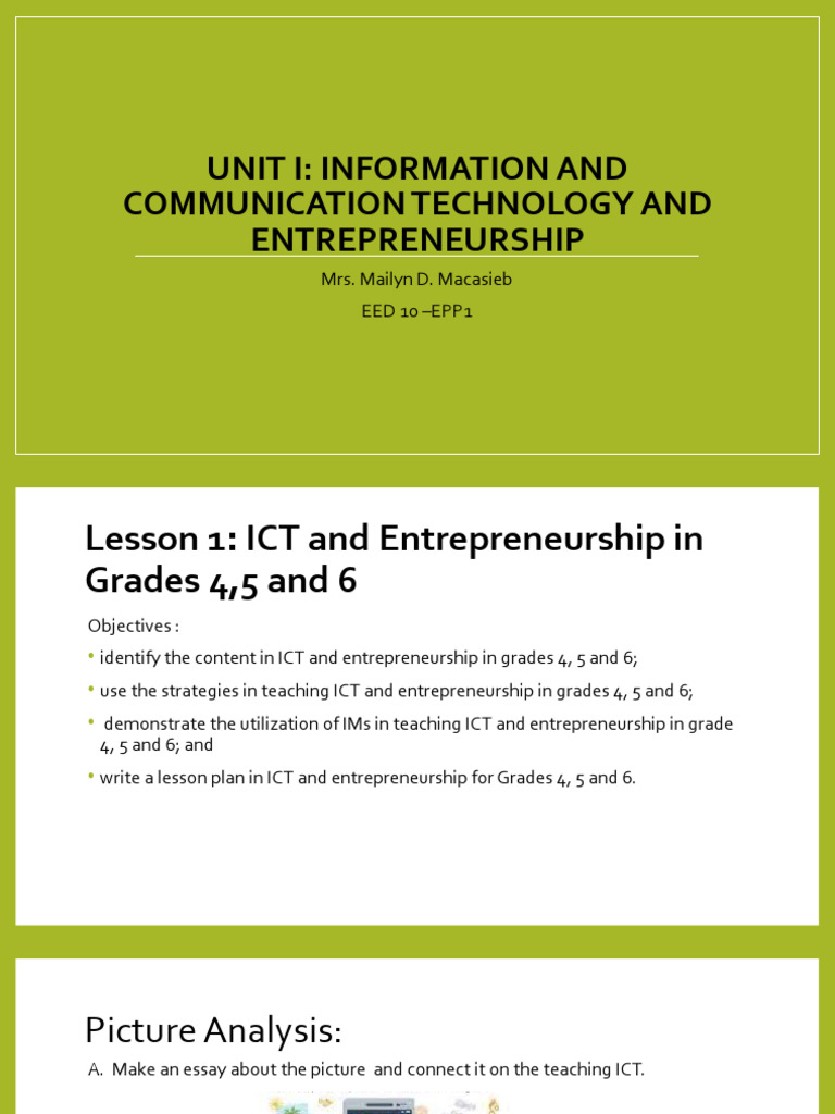 Unit I Ict Epp 1 | PDF | Entrepreneurship | Educational Technology