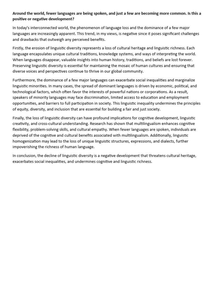 Impact of Language Loss on Culture and Society | PDF | Foreign Language ...