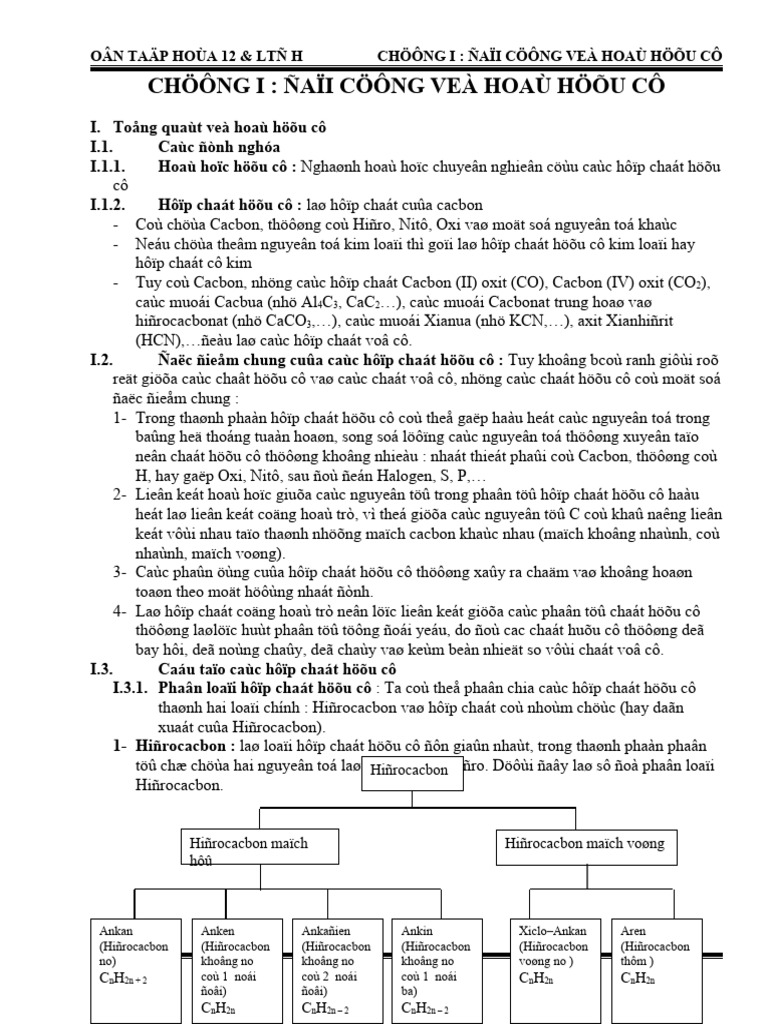 Oân Taäp Hoùa 12 & LTÑ H Chöông I: Ñaïi Cöông Veà Hoaù Höõu Cô | PDF