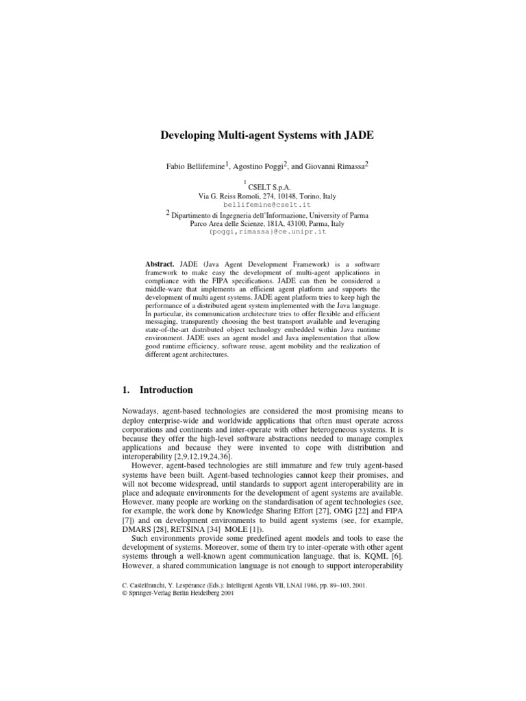 Jade English | PDF | Agent Based Model | Java (Programming Language)