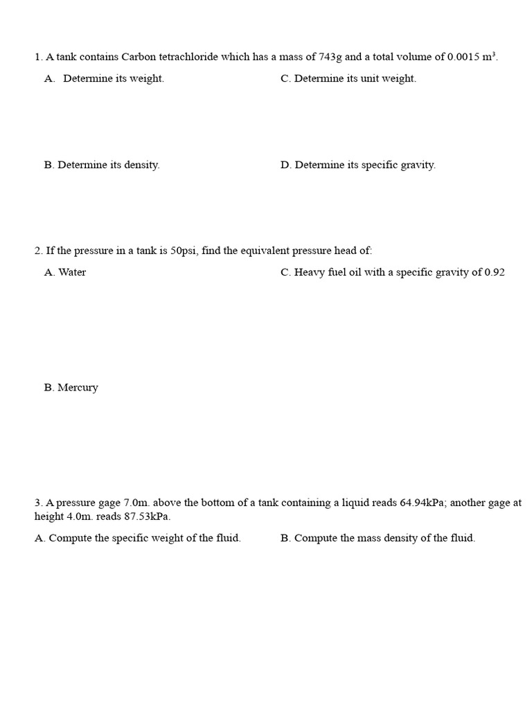 Prac Prob HGE | PDF | Pressure | Force