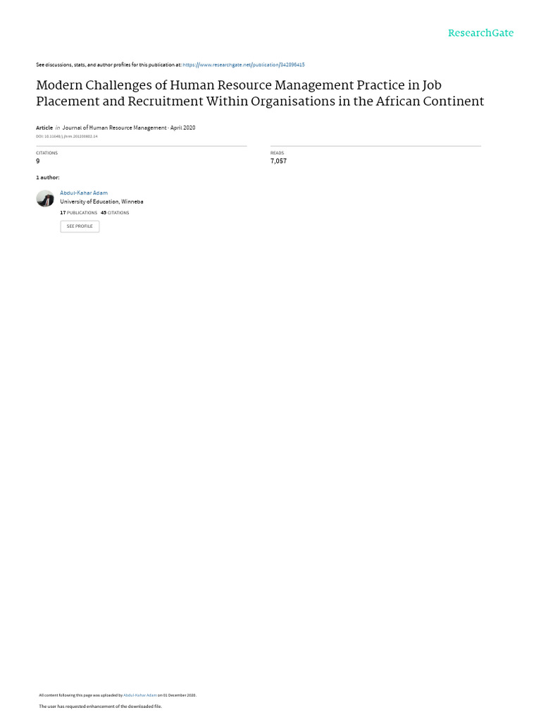 Modern Challenges Of Human Resource Management Pra Pdf Human