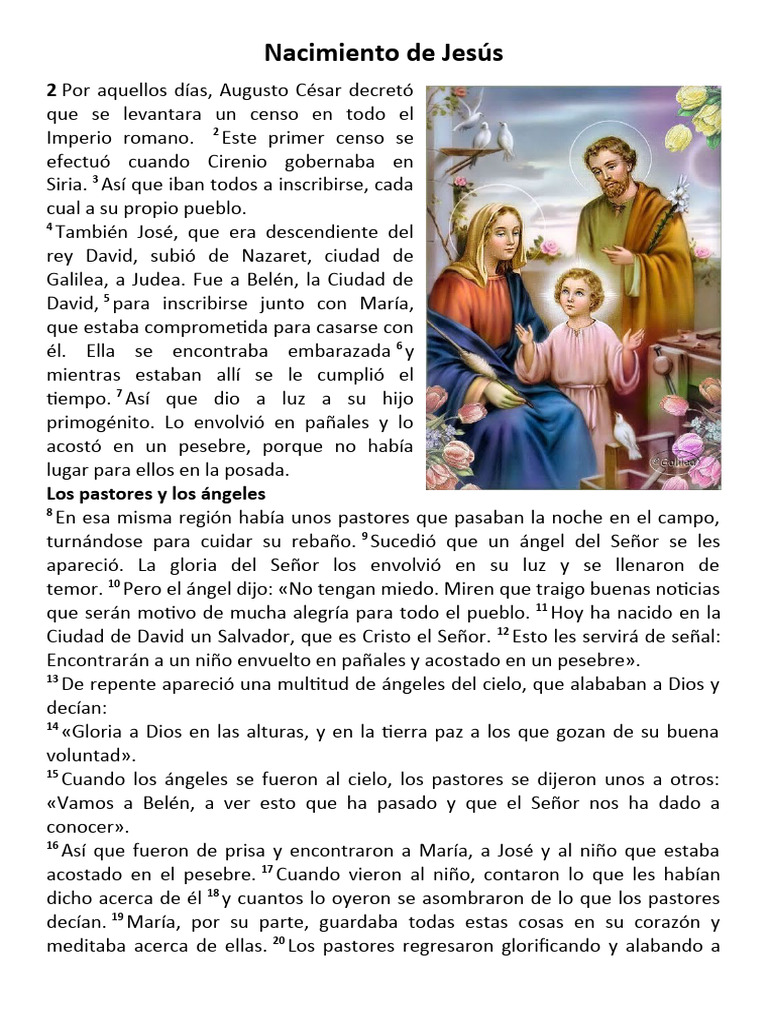 Lucas Capitulo 2 Versículo Del 1 Al 20 | PDF