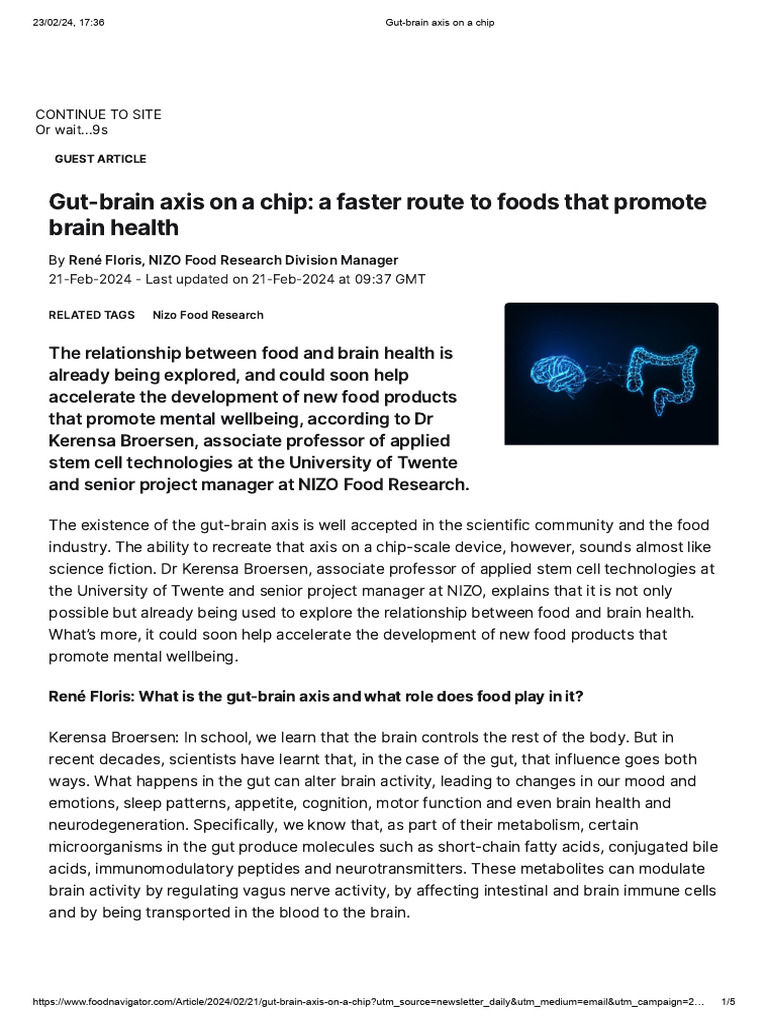 Gut-Brain Axis On A Chip | PDF | Biology