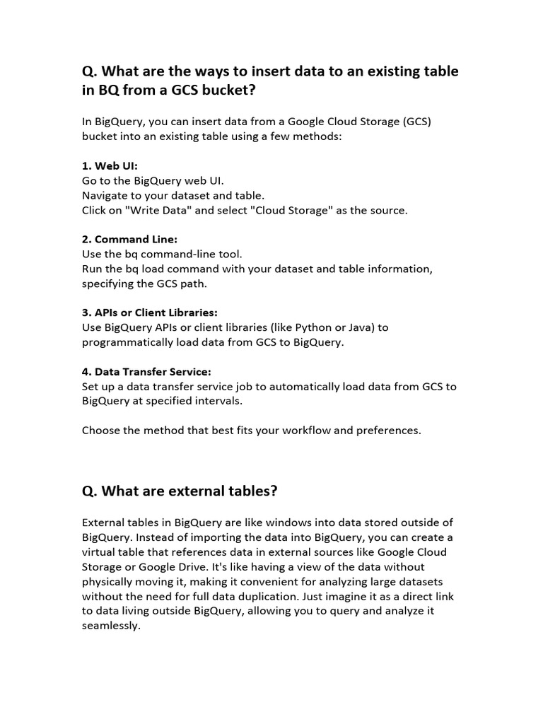 Big Query Interview Q&A | PDF | Database Index | Table (Database)